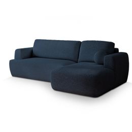ECKSOFA SENTI N R-S Blau Boucle-Stoff mit Schlaffunktion