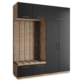 GARDEROBENSCHRANK REMA 200/240/60 cm Modern Garderobe-Set Eiche Lefkas