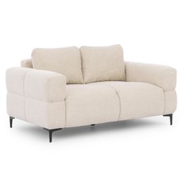 2-SITZER-SOFA Cardea in Bubble-Optik aus weichem Hellbeige Strukturstoff mit hohem Sitzkomfort