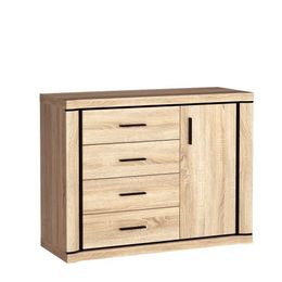 KOMMODE MALAGA 117/91/45cm mit 4 Schubladen 1 T&uuml;ren Sonoma Eiche