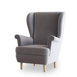 SESSEL LENTIO Ohrensessel Polstersessel, Hellgrau