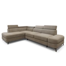 ECKSOFA AVISE MV L-S Beige Velours-Stoff mit Schlaffunktion