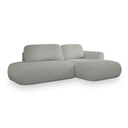 ECKSOFA NUVIRA R-S Hellgrau Boucle-Stoff mit Schlaffunktion