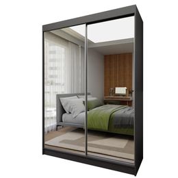 SCHWEBET&Uuml;RENSCHRANK BELLINA 160/216/61 cm 2-t&uuml;rig mit Spiegel Grau