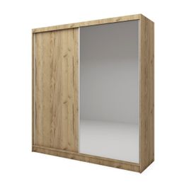 SCHWEBET&Uuml;RENSCHRANK PATRIZIA 200/216/61 cm 2-t&uuml;rig mit Spiegel Eiche Artisan