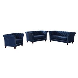 SITZGARNITUR 3+2+1 Chesterfield Fusion Blau Samt