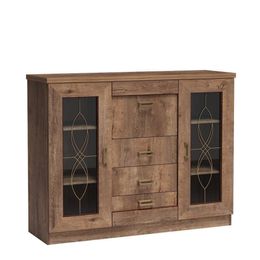 KOMMODE UDINE 140/110/44cm mit 3 Schubladen 3 T&uuml;ren Bronzefarben