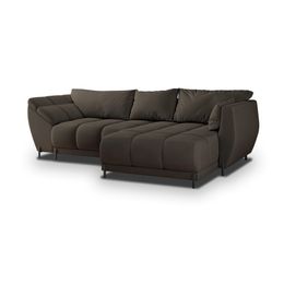 ECKSOFA VESTANO R-S Braun Velours-Stoff mit Schlaffunktion