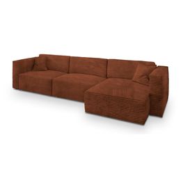 ECKSOFA TOLMO Braun Kordstoff mit Schlaffunktion