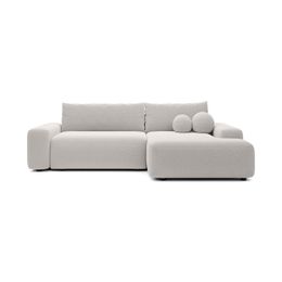 ECKSOFA RUOTA Grau Boucle-Stoff mit Schlaffunktion