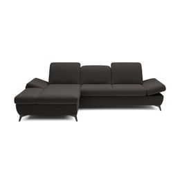 ECKSOFA FELICE L-S Grau Geflochtener Stoff mit Schlaffunktion