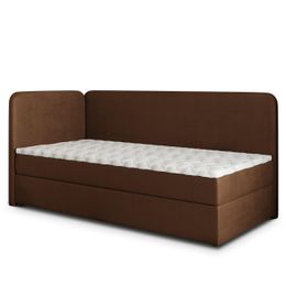 BOXBETT GINA 90x200 cm mit Matratze und Topper, H2+H3 - Braun