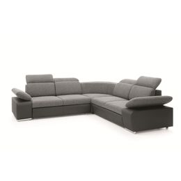 ECKSOFA TRENTO Grau Geflochtener Stoff mit Schlaffunktion
