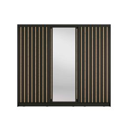SCHWEBET&Uuml;RENSCHRANK VEYDAR 248/215/62cm 3-t&uuml;rig mit Spiegel Grau