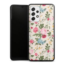 DeinDesign Galaxy A33 5G Handy Slim Case extra d&uuml;nn Silikon Handyh&uuml;lle schwarz H&uuml;lle Vintage Ornament Flowers Silikon Slim Case