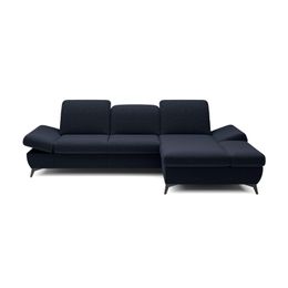 ECKSOFA FELICE R-S Dunkelblau Geflochtener Stoff mit Schlaffunktion