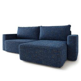 ECKSOFA BELISE BL Blau Chenille mit Schlaffunktion