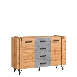 KOMMODE BRANDO 135/97/41,3cm mit 4 Schubladen 2 T&uuml;ren Eiche Wotan