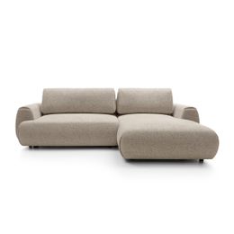 ECKSOFA ZEST Beige Geflochtener Stoff mit Schlaffunktion