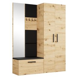 GARDEROBENSCHRANK MODULO 160,6/204/40 cm Modern Garderobe-Set Eiche Artisan