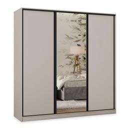 SCHWEBET&Uuml;RENSCHRANK TARI 180/205/58 cm 3-t&uuml;rig mit Spiegel und Schubladen Kaschmir