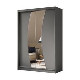 SCHWEBET&Uuml;RENSCHRANK VOCE 150/216/61 cm 2-t&uuml;rig mit Spiegel Grau