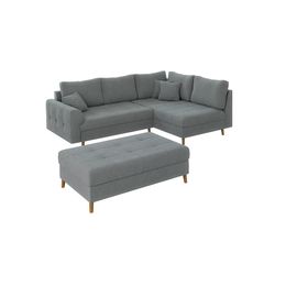 ECKSOFA inkl. Hocker Henrik Grau Boucle - Ottomane rechts