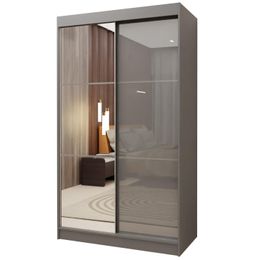 SCHWEBET&Uuml;RENSCHRANK VITALE 120/216/61 cm 2-t&uuml;rig mit Spiegel Grau