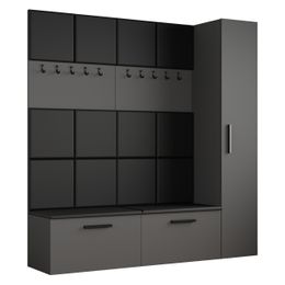 GARDEROBENSCHRANK MODULO 201,2/204/40 cm Modern Garderobe-Set Grau