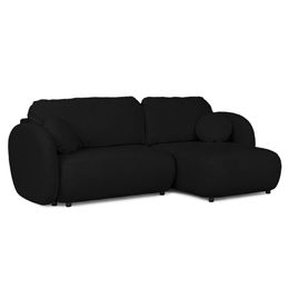 ECKSOFA Candy mit Schlaffunktion Schwarz Boucl&eacute;-Stoff - Ottomane rechts