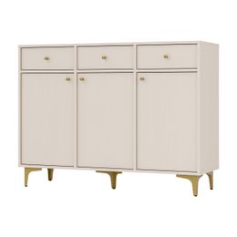 KOMMODE TORINO 125/94/41 cm mit 3 Schubladen 3 T&uuml;ren Beige