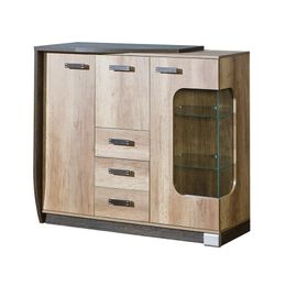 KOMMODE PALMERO 130/114/46cm mit 3 Schubladen 3 T&uuml;ren Braun