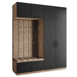 GARDEROBENSCHRANK REMA 200/240/60 cm Modern Garderobe-Set Eiche Lefkas