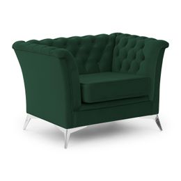 CHESTERFIELD-SESSEL Whitby Flaschengr&uuml;n Samt mit silbernen F&uuml;&szlig;en