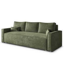 BETTSOFA MENI LM Gr&uuml;n Chenille-Stoff mit Schlaffunktion