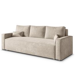 BETTSOFA MENI LM Creme Chenille-Stoff mit Schlaffunktion