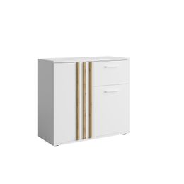 KOMMODE TECTONIC 119,8/72,7/35cm mit 1 Schubladen 3 T&uuml;ren Wei&szlig;