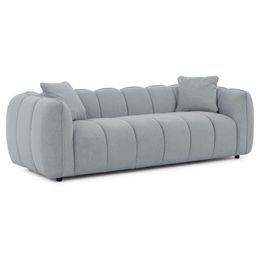 3-SITZER SOFA Nubira in tief gesteppter Bubble-Optik aus weichem Grau Strukturstoff im modernen Design