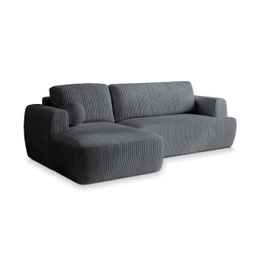 ECKSOFA SENTI P L-S Grau Kordstoff mit Schlaffunktion