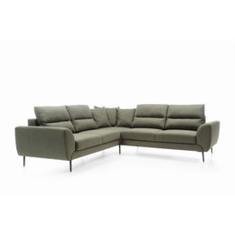 ECKSOFA SETTE Gr&uuml;n Velours-Stoff mit Schlaffunktion