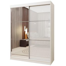 SCHWEBET&Uuml;RENSCHRANK VITALE 150/216/61 cm 2-t&uuml;rig mit Spiegel Wei&szlig;