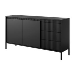 SIDEBOARD SENSATO 154/81/40 cm mit 3 Schubladen und 2 T&uuml;ren Schwarz