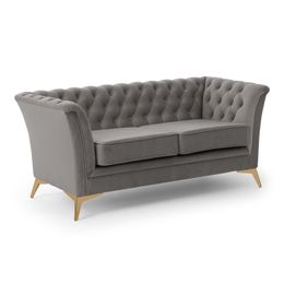CHESTERFIELD-SOFA 2-sitzer Whitby Grau Samt mit goldenen F&uuml;&szlig;en