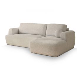ECKSOFA SENTI N R-S Creme Boucle-Stoff mit Schlaffunktion