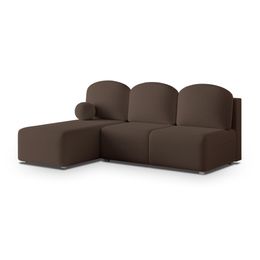ECKSOFA TRAMA Braun Boucle-Stoff mit Schlaffunktion