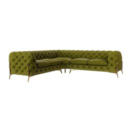 ECKSOFA Chesterfield Lexi Olive Samt