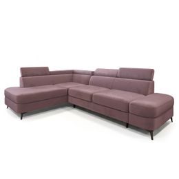 ECKSOFA AVISE M L-S Lila Velours-Stoff mit Schlaffunktion
