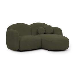 ECKSOFA Nuvola mit abgerundetem Design Gr&uuml;n Boucl&eacute;-Stoff - Ottomane Rechts