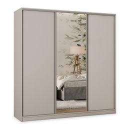 SCHWEBET&Uuml;RENSCHRANK TARI 200/205/58 cm 3-t&uuml;rig mit Spiegel und 4 Schubladen Kaschmir