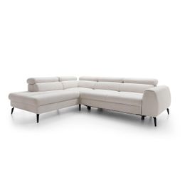 ECKSOFA NOTE Creme Chenille mit Schlaffunktion